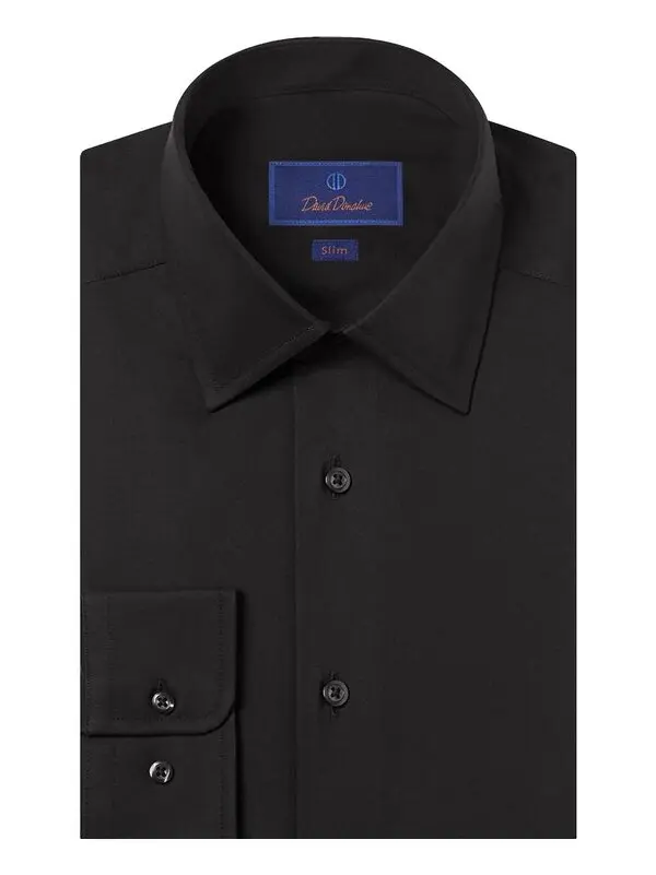 David Donahue Slim Fit Cotton Twill Dress Shirt - Black