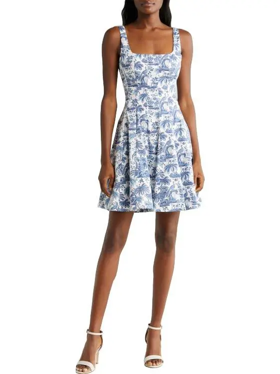 Staud Wells Dot Minidress - Blue Toile