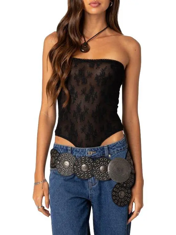 EDIKTED Alina Lace Bodysuit - Black