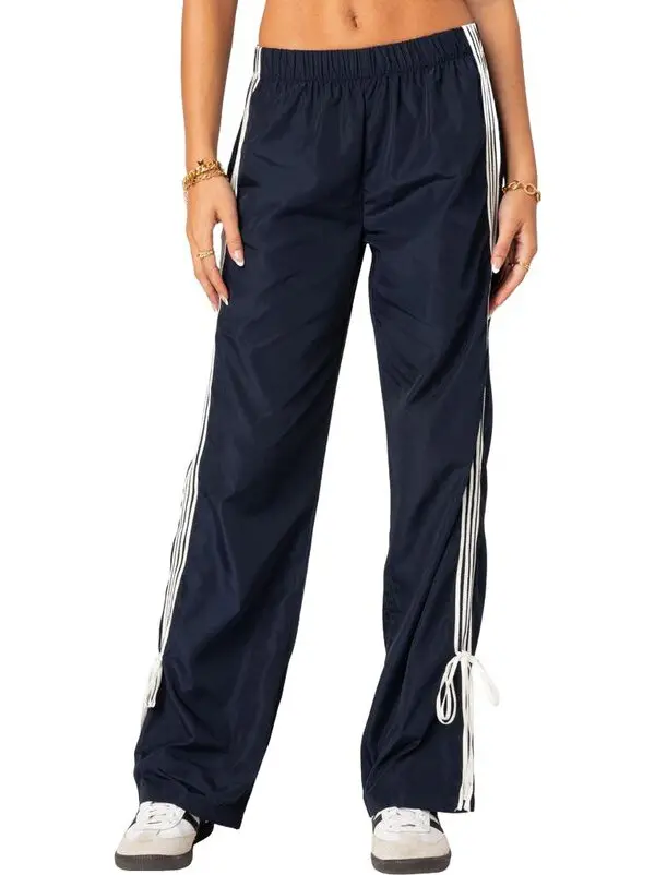 EDIKTED Remy Tie Detail Track Pants - Navy