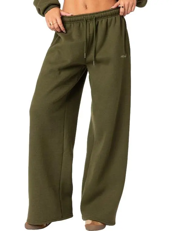 EDIKTED Breanna Wide Leg Sweatpants - Olive