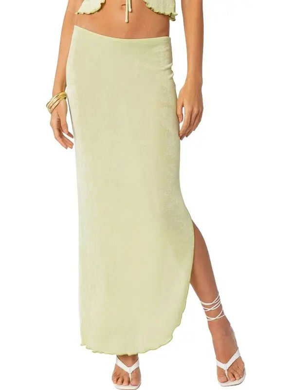 EDIKTED Milan Slit Hem Maxi Skirt - Green