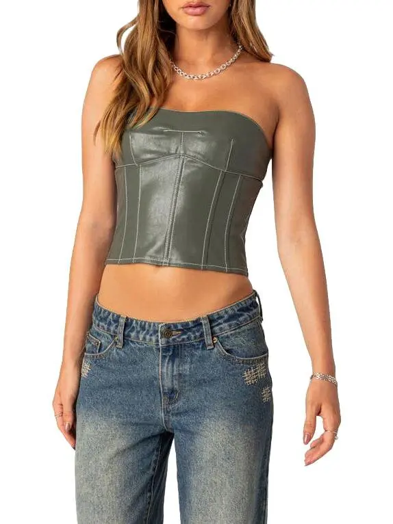 EDIKTED Moss Corset Top - Olive
