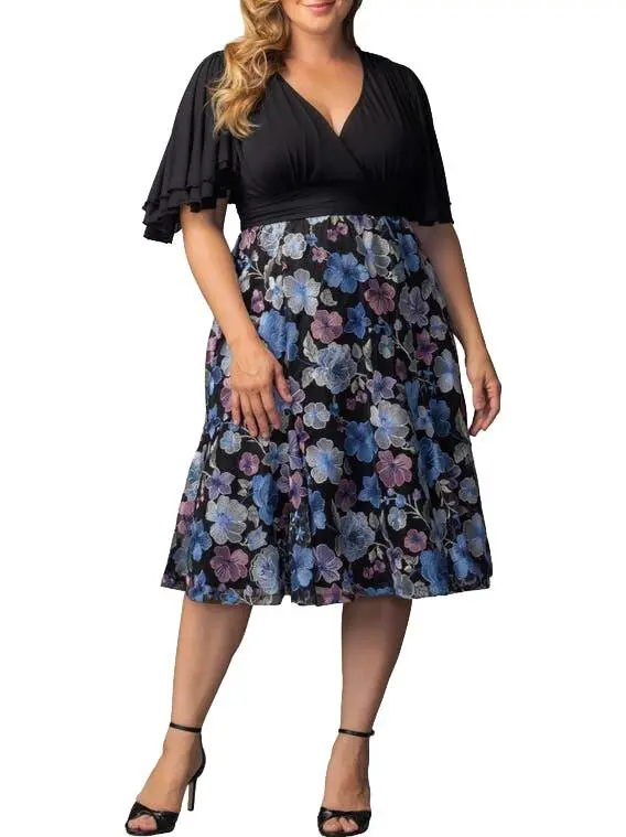 KIYONNA Lillian Embroidered Cocktail Dress - Floral Frolic