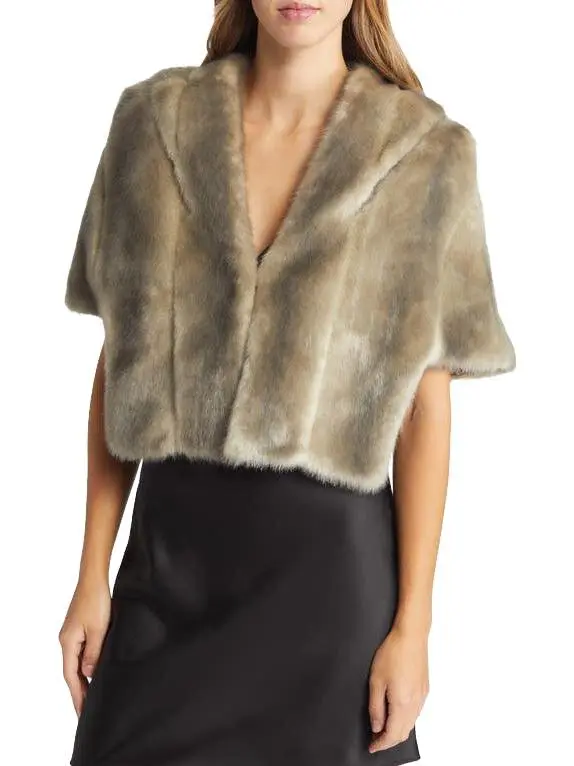 Eliza J Faux Fur Capelet - Grey