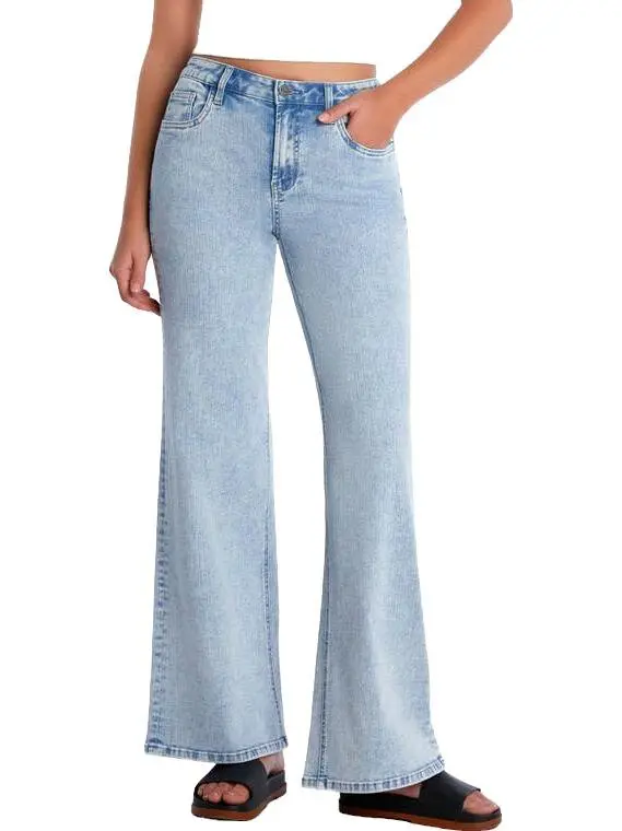 HINT OF BLU Myra Mid Rise Wide Leg Jeans - Marlin Blue