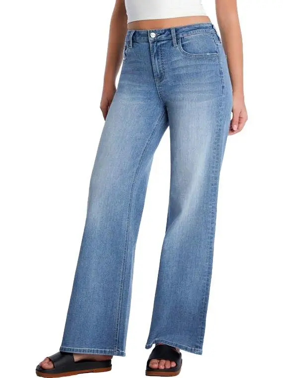 HINT OF BLU Myra Mid Rise Wide Leg Jeans - Mineral Blue