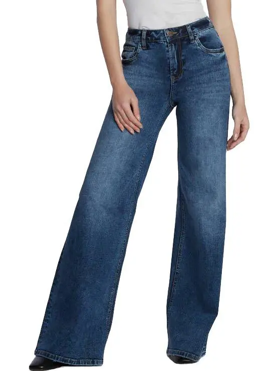 HINT OF BLU Myra Mid Rise Wide Leg Jeans - Myra Blue