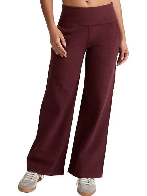 Beyond Yoga Space Dye Wide Leg Pants - Midnight Burgundy Heather