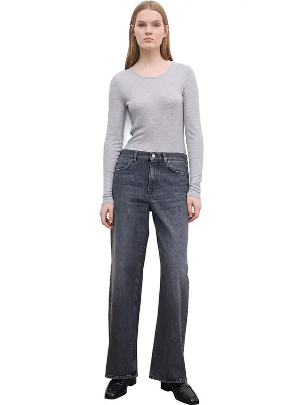 HOUSE OF DAGMAR Lyocell Long Sleeve Top - Grey Melange