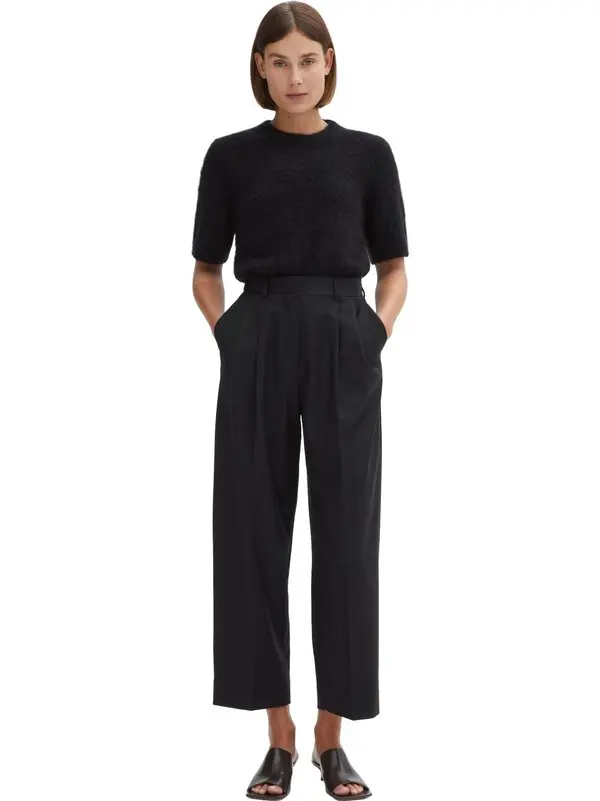 HOUSE OF DAGMAR Wide Suit Trousers Cropped - Black