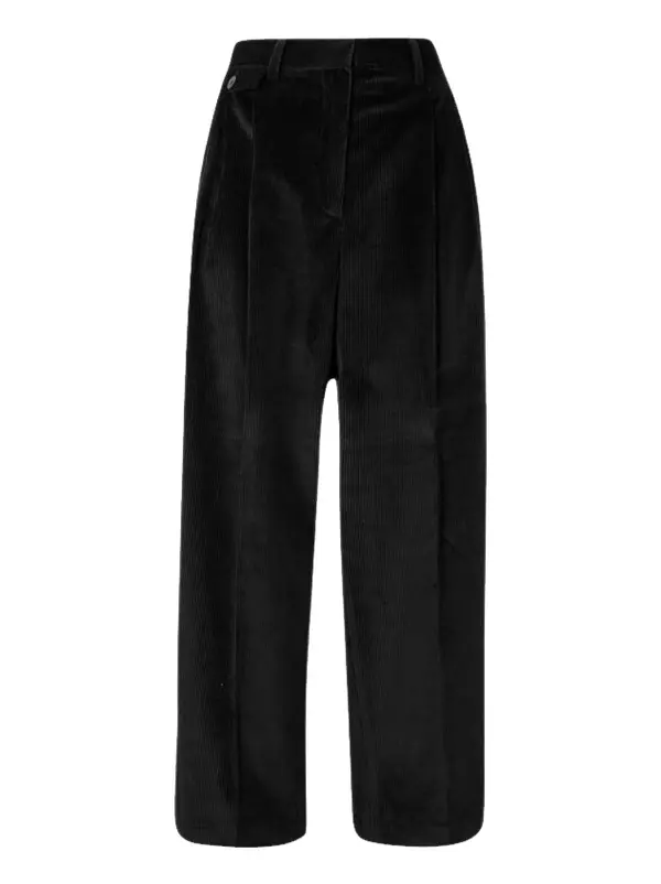 Purdey Pleated Cotton-corduroy Tapered Trousers - Black
