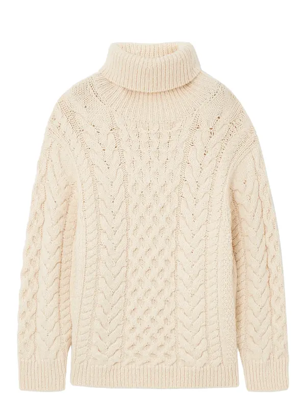 MARANT ETOILE Jade Cable-knit Turtleneck Sweater - Ecru
