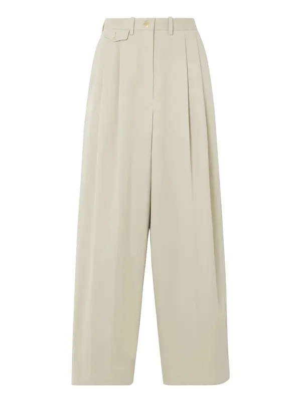 Purdey Pleated Cotton-twill Wide-leg Pants - Gray