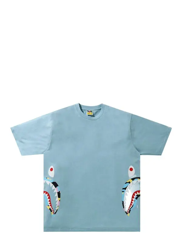 A BATHING APE Multi Camo Side Shark Relaxed Tee - Blue
