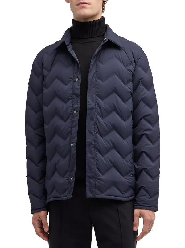 Emporio Armani Zigzag Quilted Down Jacket - Navy
