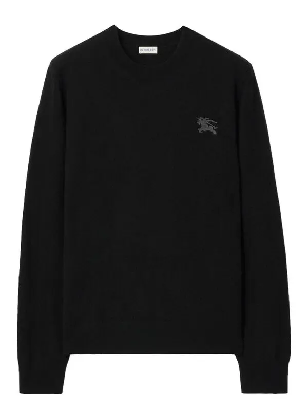 Burberry Wool Sweater With Equestrian Design - Black