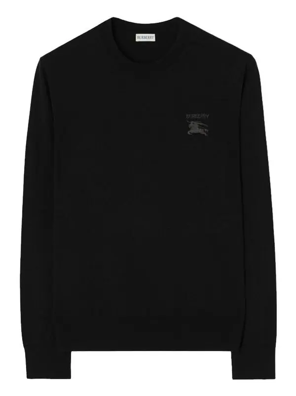 Burberry Wool Sweater With Equestrian Design - Black