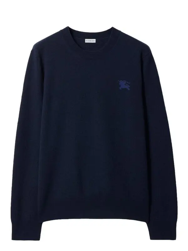 Burberry Wool Sweater With Equestrian Design - Navy