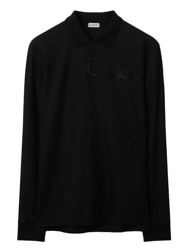 Burberry Long-sleeve Cotton Polo Shirt - Black