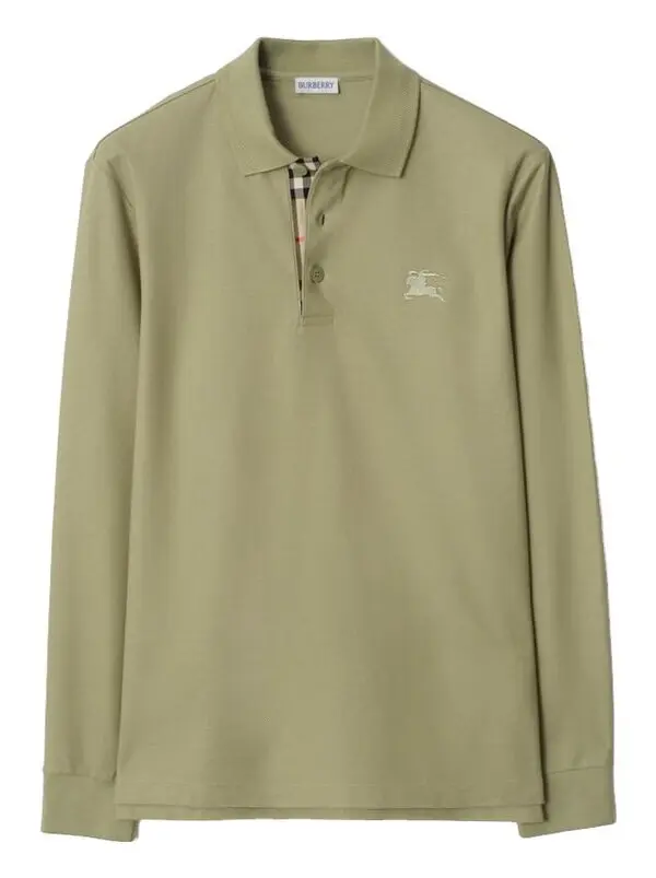 Burberry Long-sleeve Cotton Polo Shirt - Glade Green