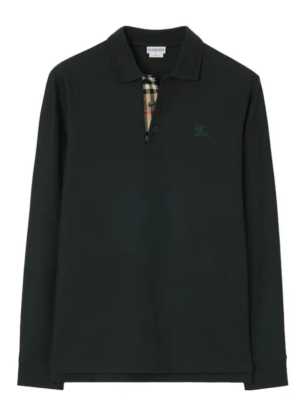 Burberry Long-sleeve Cotton Polo Shirt - Marsh Green