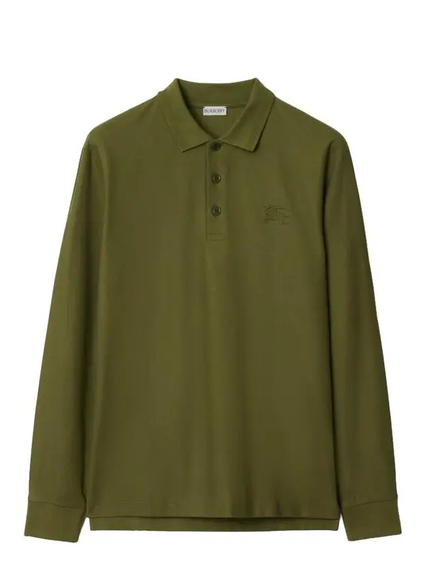 Burberry Long-sleeve Cotton Polo Shirt - Olive