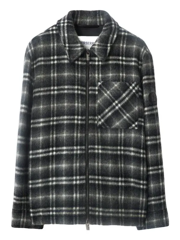 Burberry Check Wool Overshirt - Chess Black/bass Grey