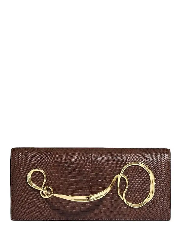 Alexis Bittar Twisted Side Handle Clutch - Chocolate