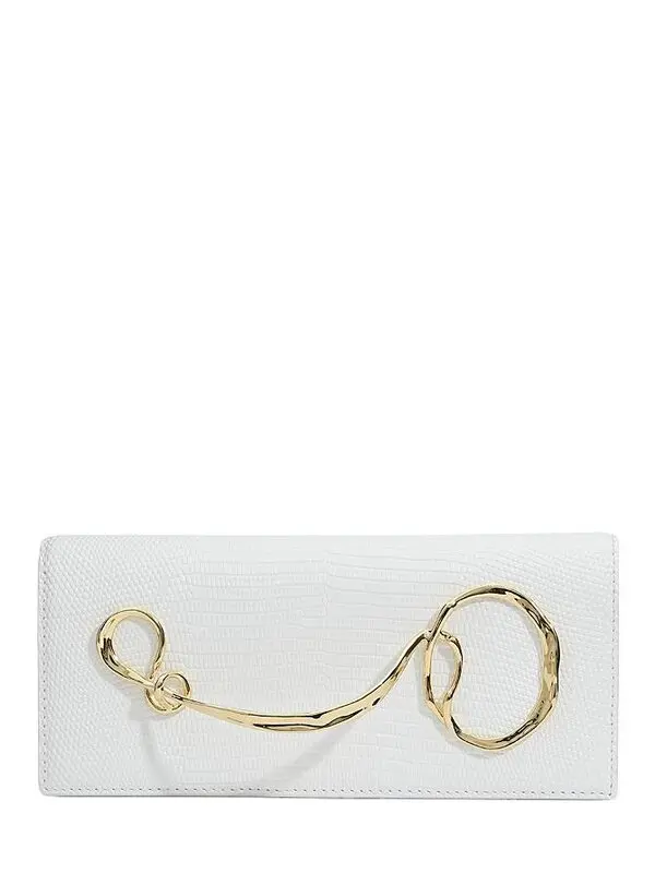 Alexis Bittar Twisted Gold Side Handle Clutch - White