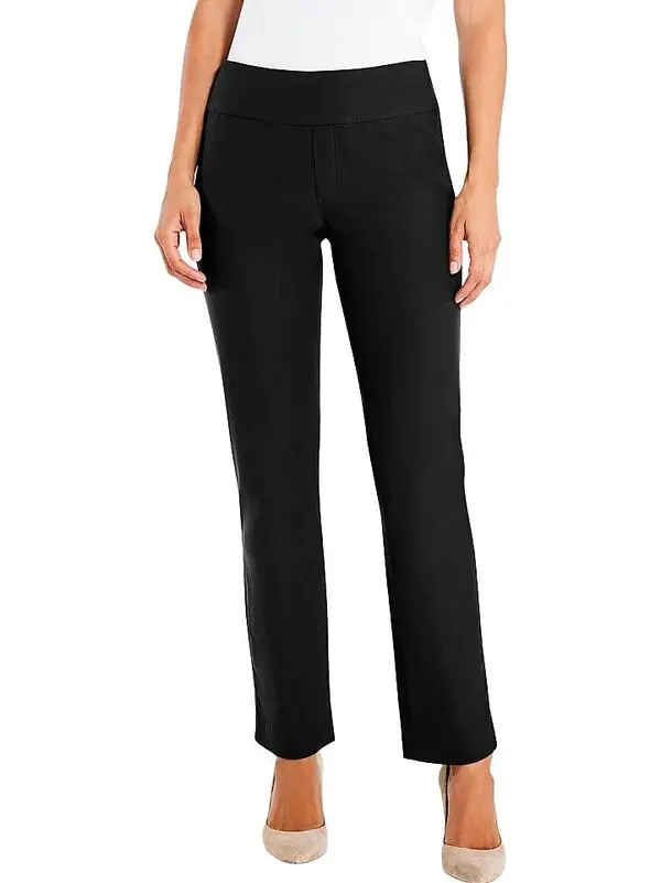 NIC+ZOE Petites Wonderstretch Slim Straight Pants - Black Onyx