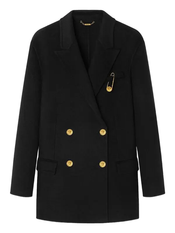Versace Double-breasted Cashmere-wool Coat - Black