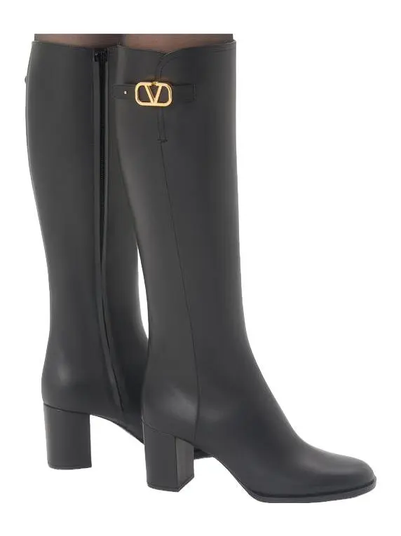 Valentino Garavani Vlogo Signature Calfskin Boots - Black
