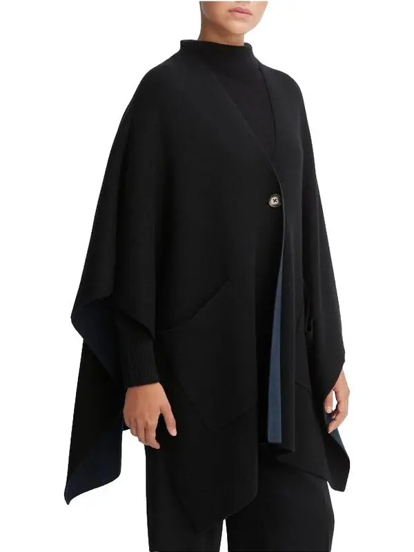 Vince Wool And Cashmere Double-face Cape - Black