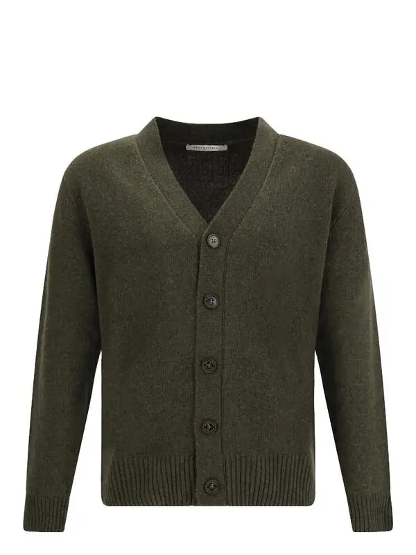 BROOKSFIELD Medium Knit Virgin Wool Cardigan - Green