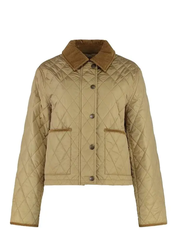 Burberry Quilted Jacket With Corduroy Collar - Beige