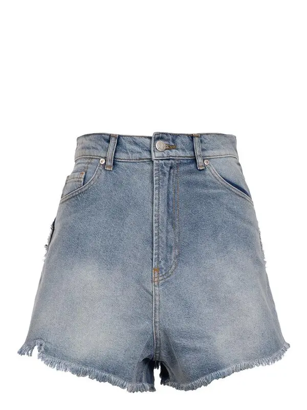 Natasha Zinko Denim Heart Shorts - Light Wash Blue