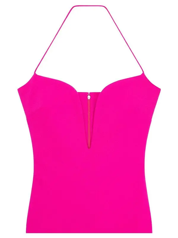 Givenchy Wool Midi Dress With Plunging Neckline - Fuchsia
