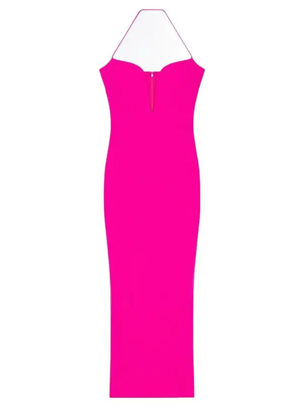 Givenchy Wool Midi Dress With Plunging Neckline - Fuchsia