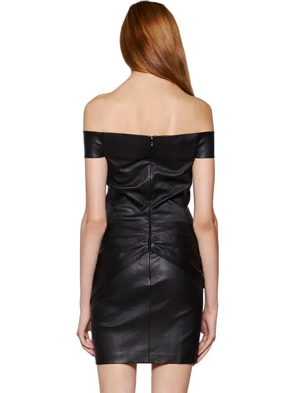 Givenchy Draped Mini Leather Dress - Black