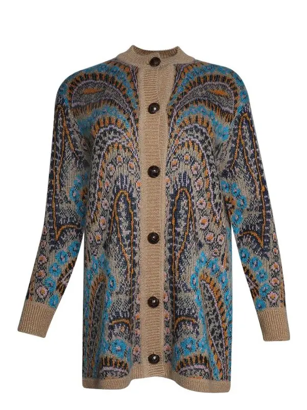 Etro Girocollio Knit Cardigan - Brown And Blue