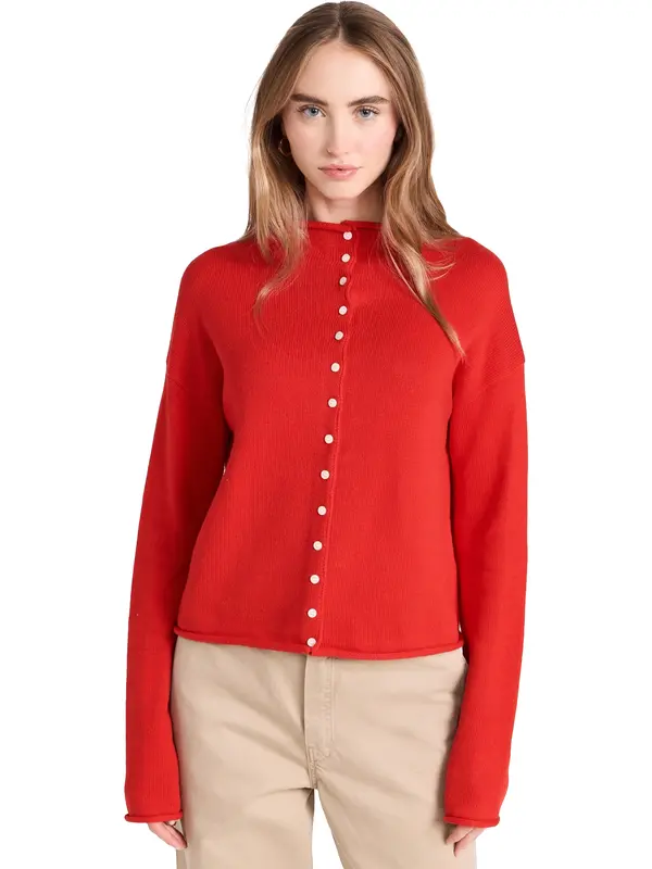ALEX MILL Taylor Cardigan - Fire Red