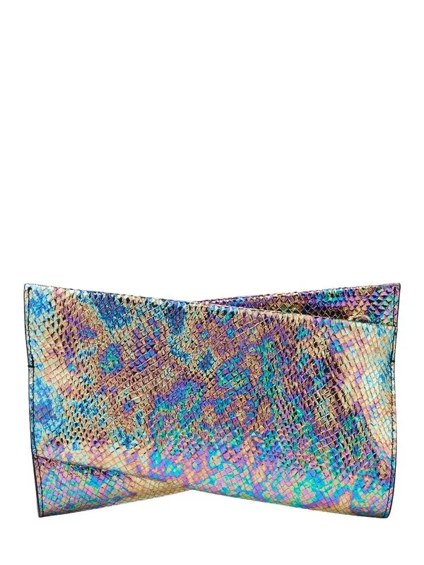 CHRISTIAN LOUBOUTIN Loubitwist Snake-effect Leather Clutch - Multicoloured