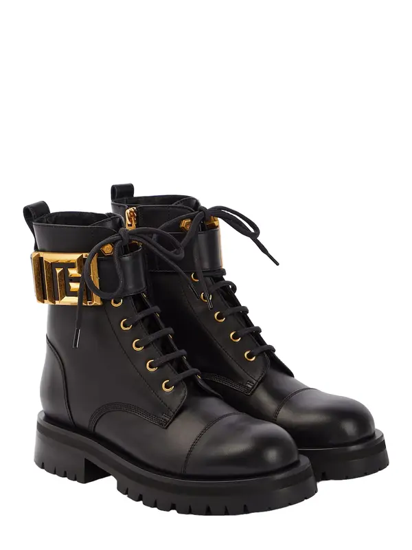 Balmain Romy Leather Lace-up Boots - Black