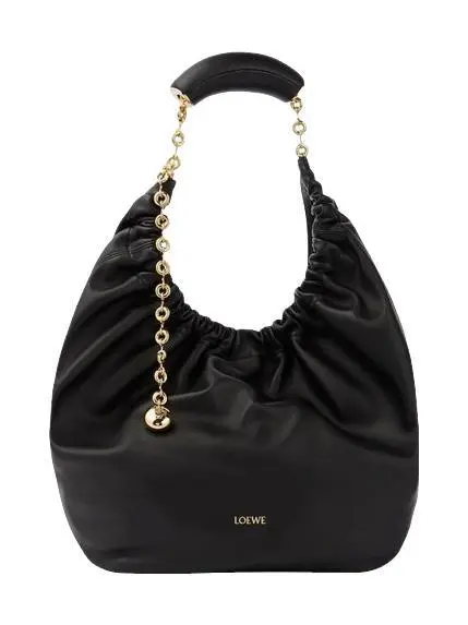 Loewe Squeeze Leather Shoulder Bag - Black