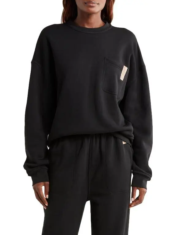 Lunya Silksweats™ Oversized Cotton Blend Pajama Sweatshirt - Immersed Black