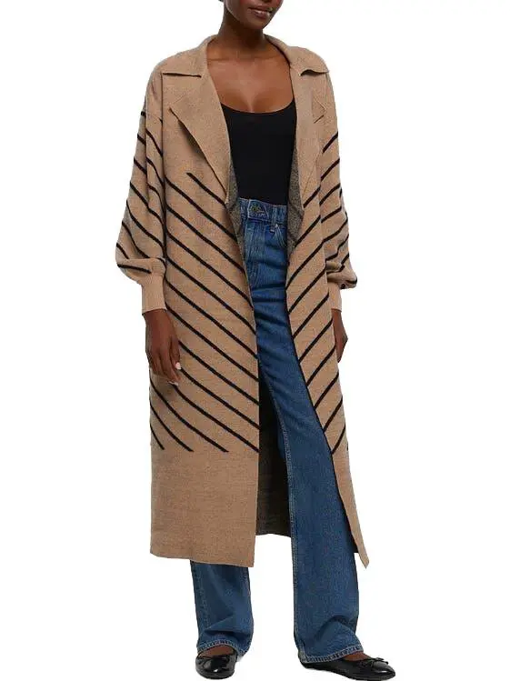 RIVER ISLAND Stripe Jacquard Duster - Beige