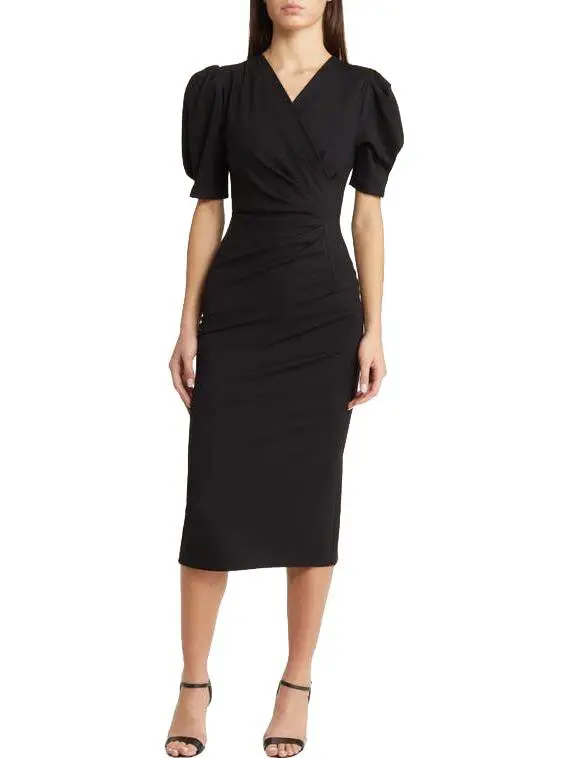NIKKI LUND Gina Short Sleeve Sheath Dress - Black