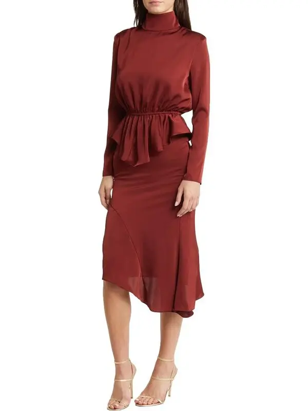 NIKKI LUND Roxy Top And Asymmetric Hem Skirt Set - Burgundy