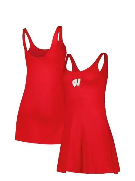 ZOOZATZ Wisconsin Badgers Logo Scoop Neck Dress - Red